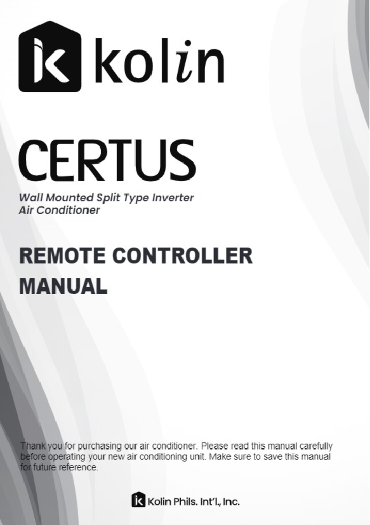 Kolin CERTUS Wall Mounted Air Conditioner Remote Manual - Studocu