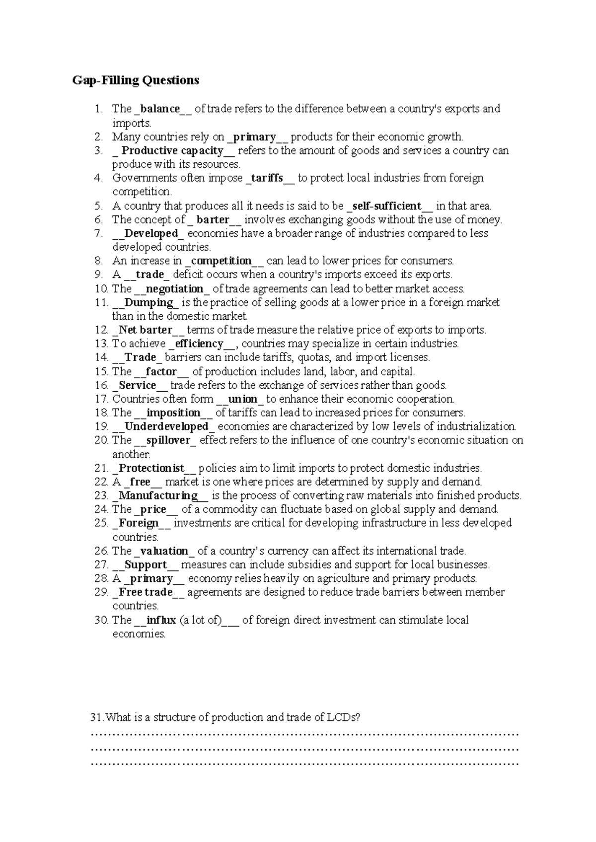 Unit 2: Key Concepts in Trade and Economics - SV Course Notes - Studocu