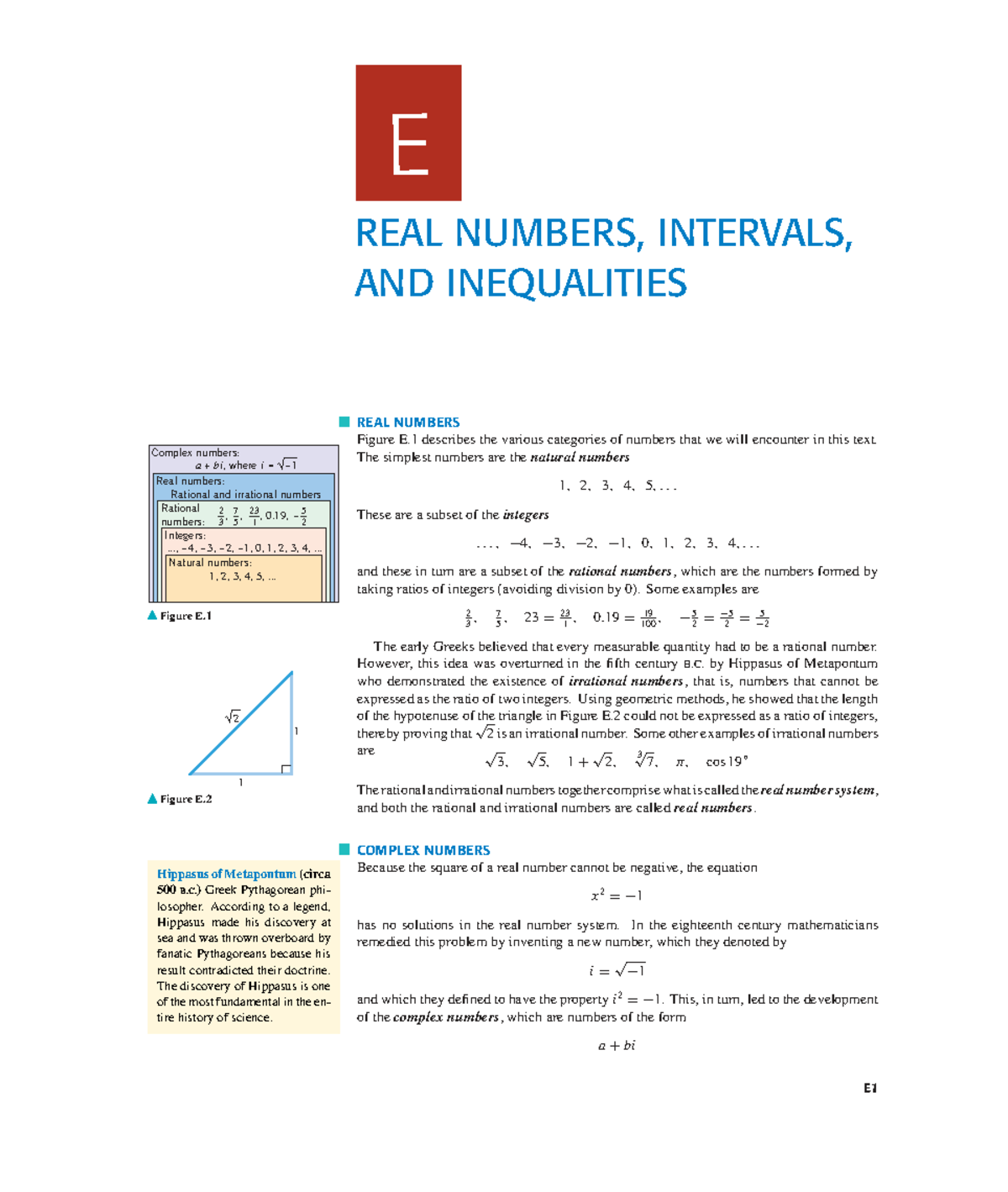 Appendix E: Real Numbers, Intervals, and Inequalities Overview - Studocu