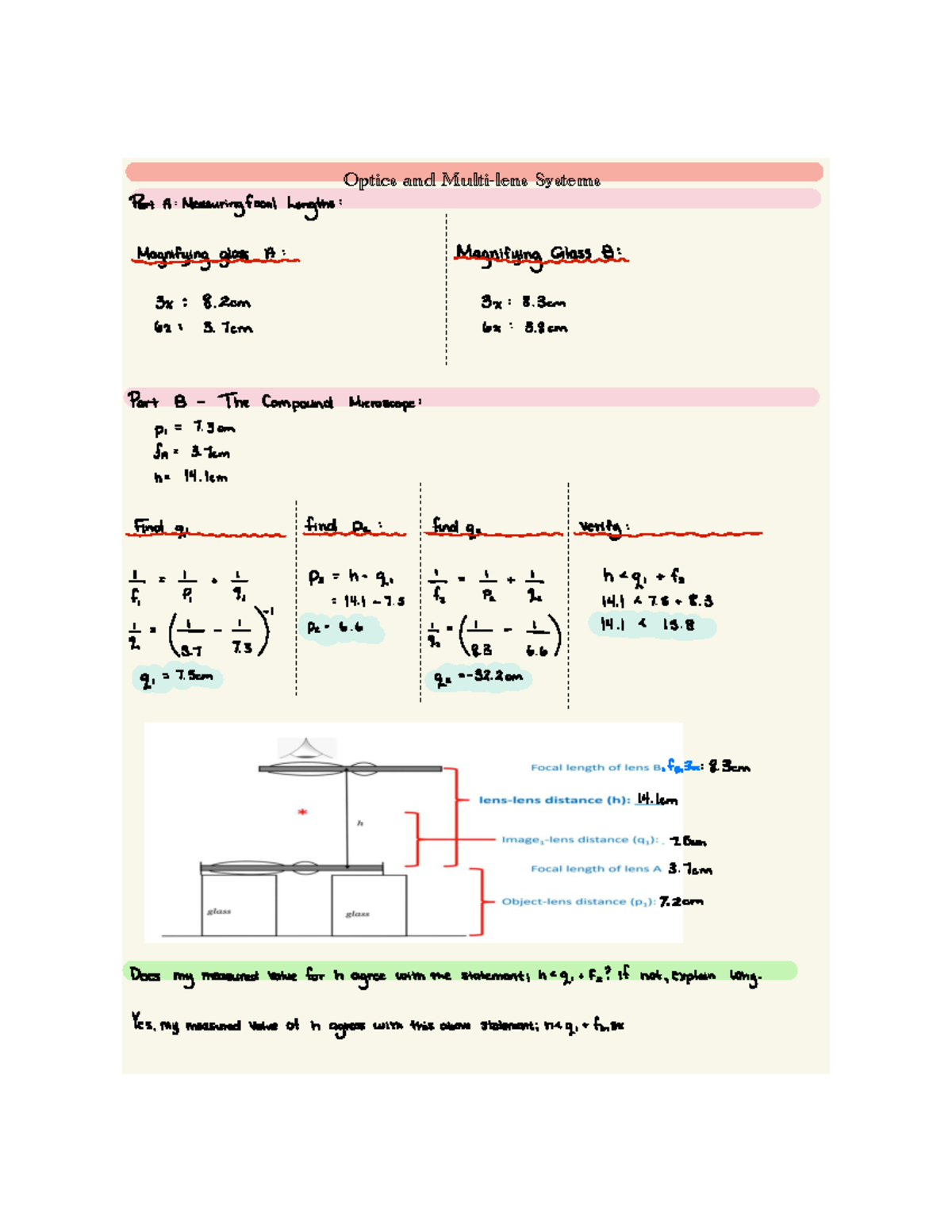 Lab 2 - Optics & Multi-Lens Systems: Focal Length Measurements - Studocu