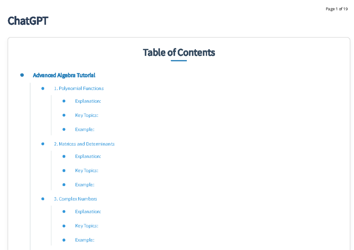 Linear Algebra Tutorial - ChatGPT Table of Contents Advanced Algebra ...