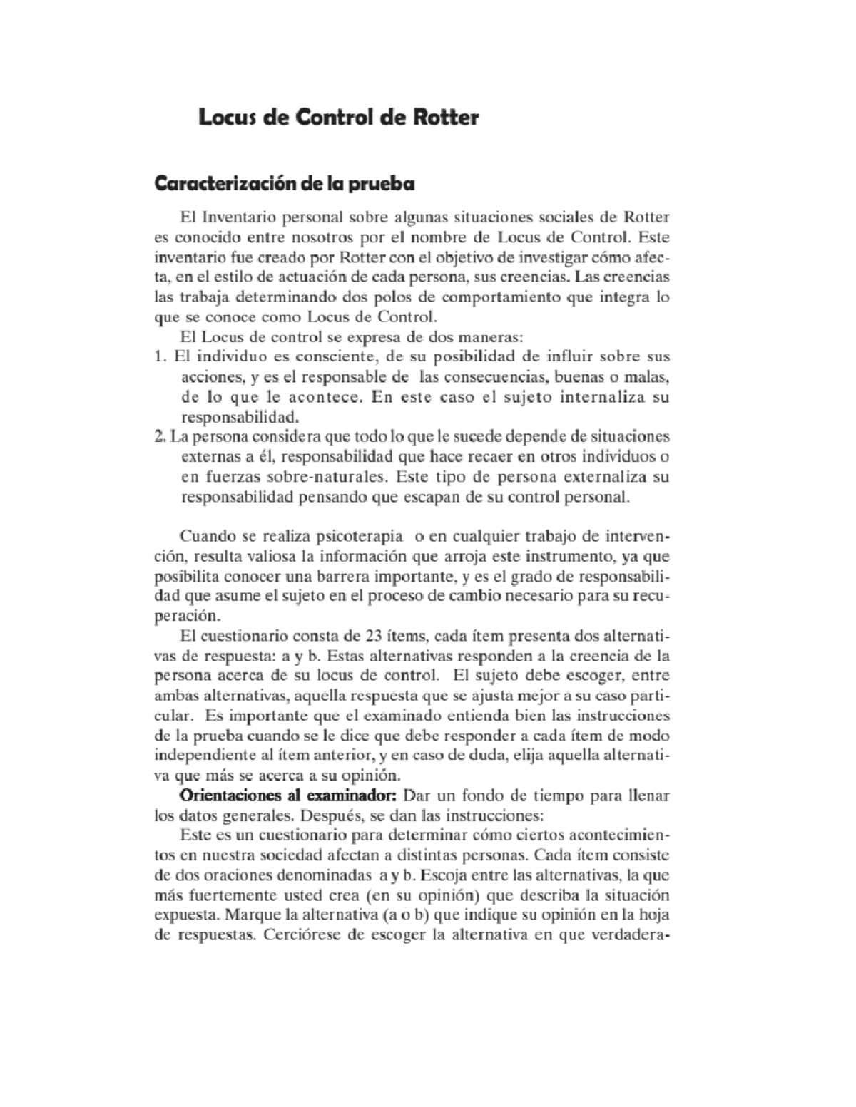 Inv. de autoestima - Psicología - Studocu