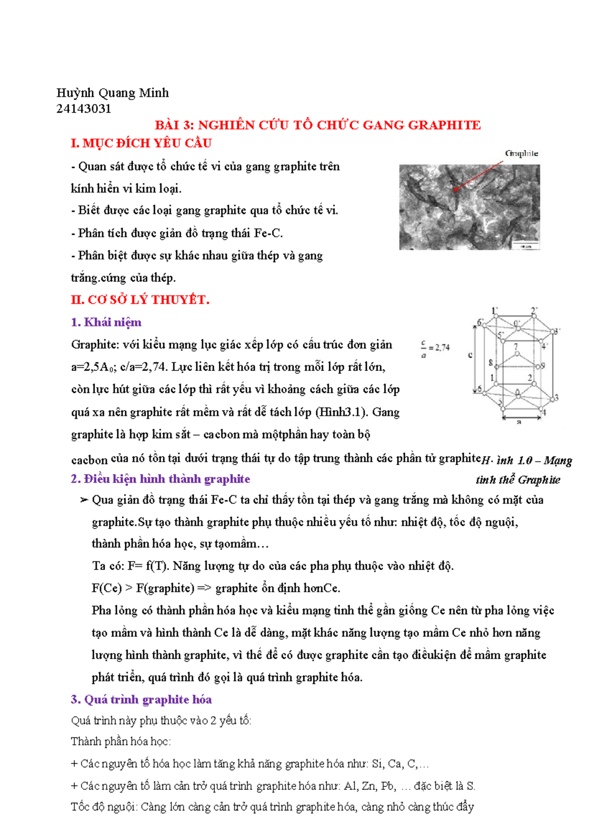 Nghiên Cứu Tổ Chức Gang Graphite - Bài 3 (Bcb3) - Studocu