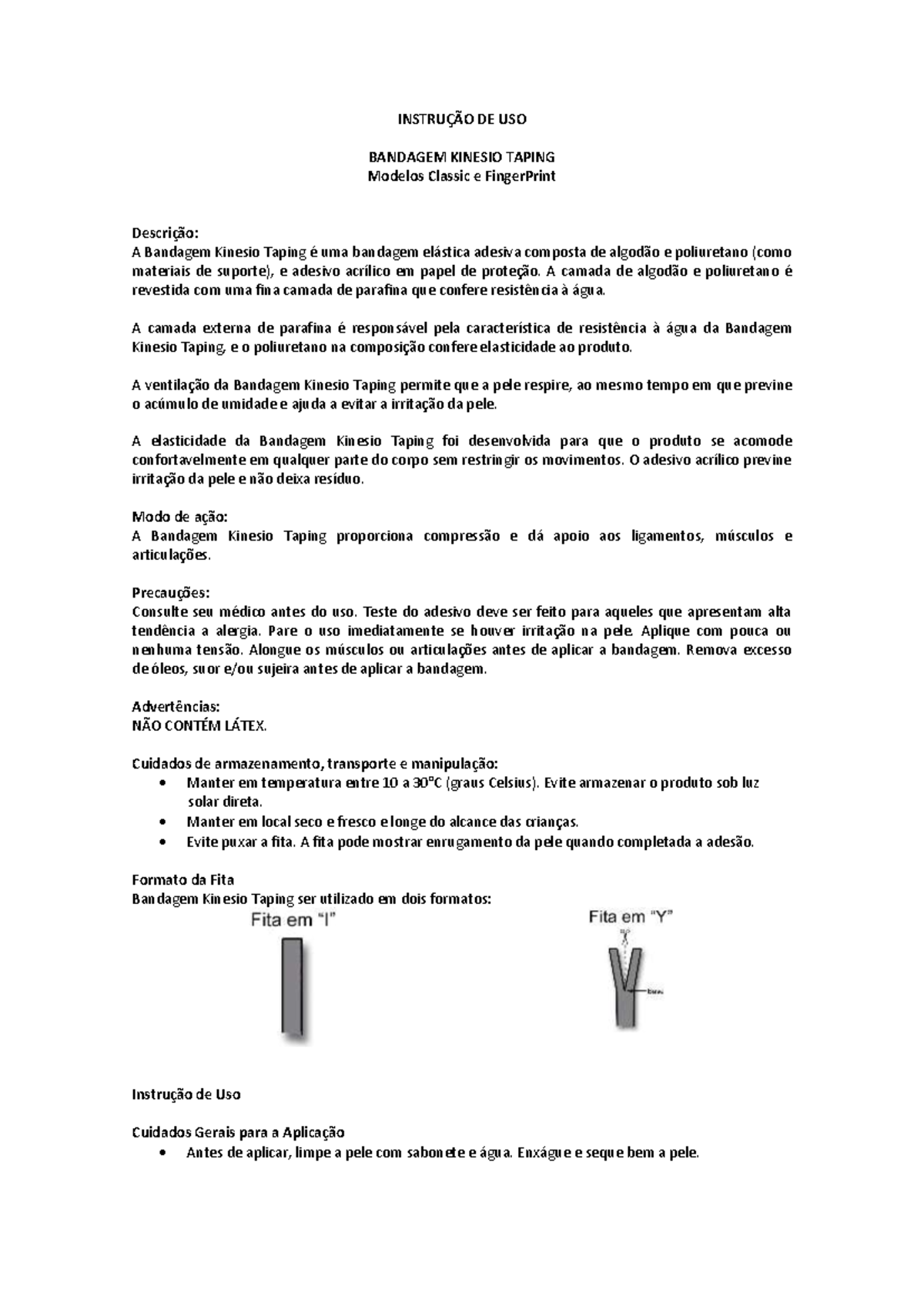 Instruções de Uso da Bandagem Kinesio Taping: Modelos Classic e ...