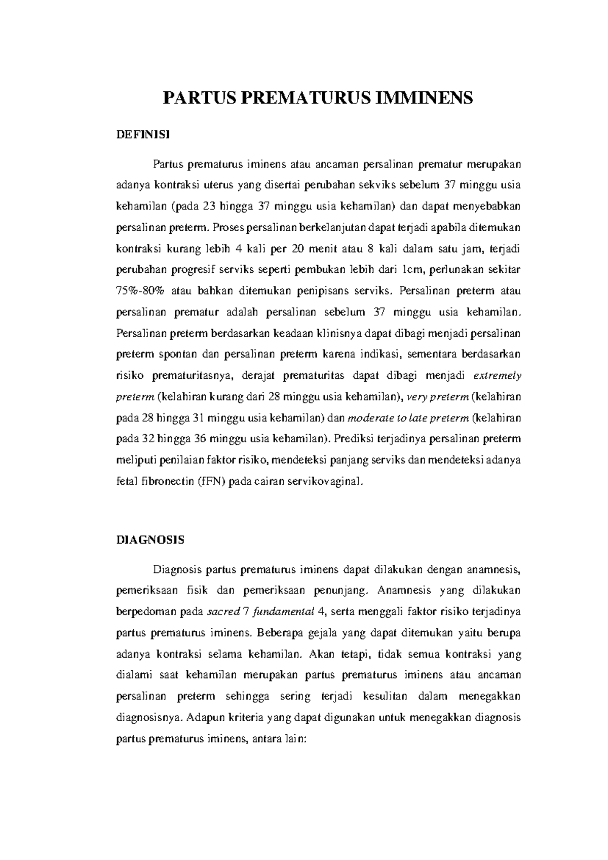 Partus Prematurus Imminens: Definisi & Diagnosis Persalinan Preterm ...