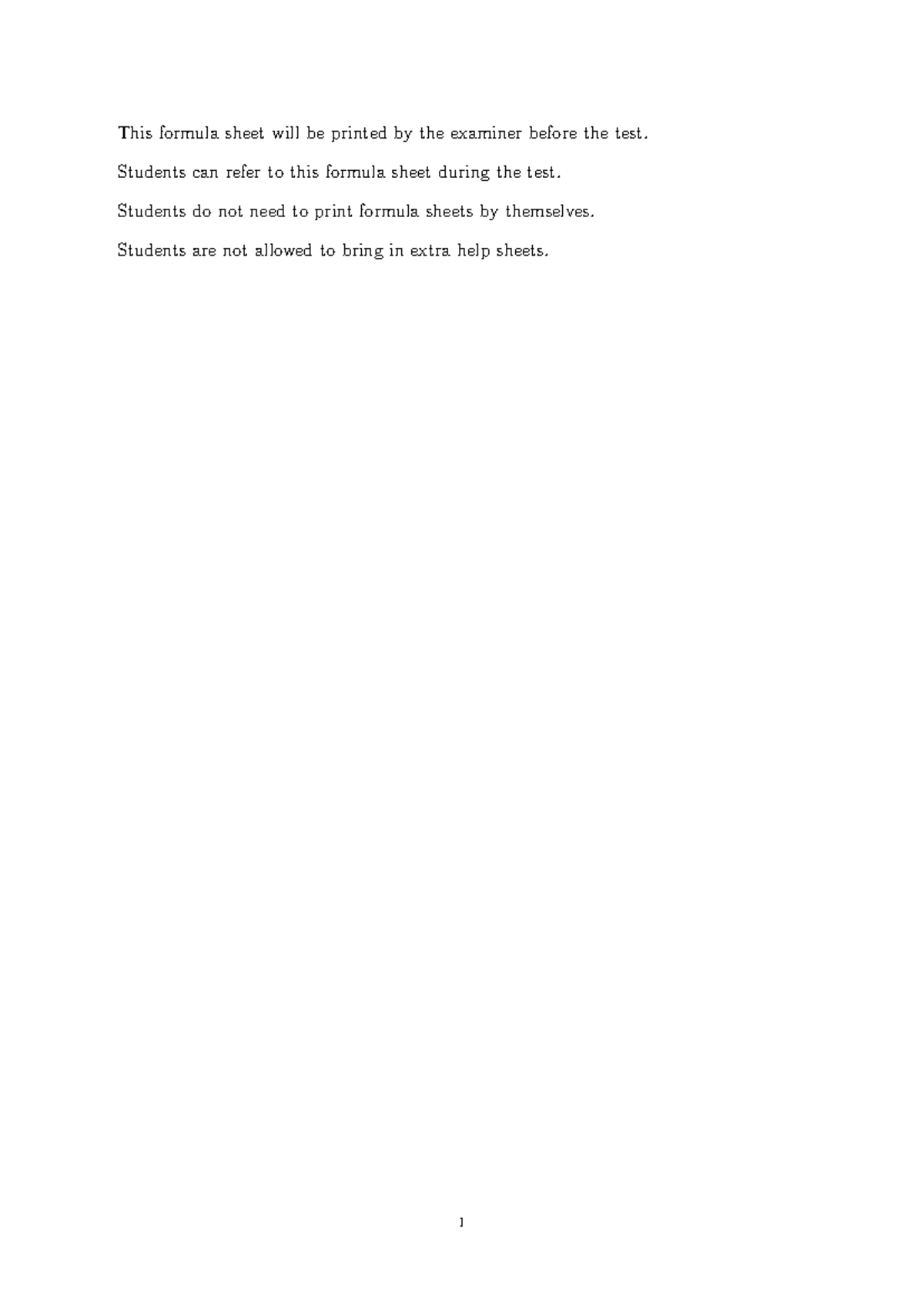 MA2002-Calculus Test Formula Sheet for Semester 1 (2023/2024) - Studocu