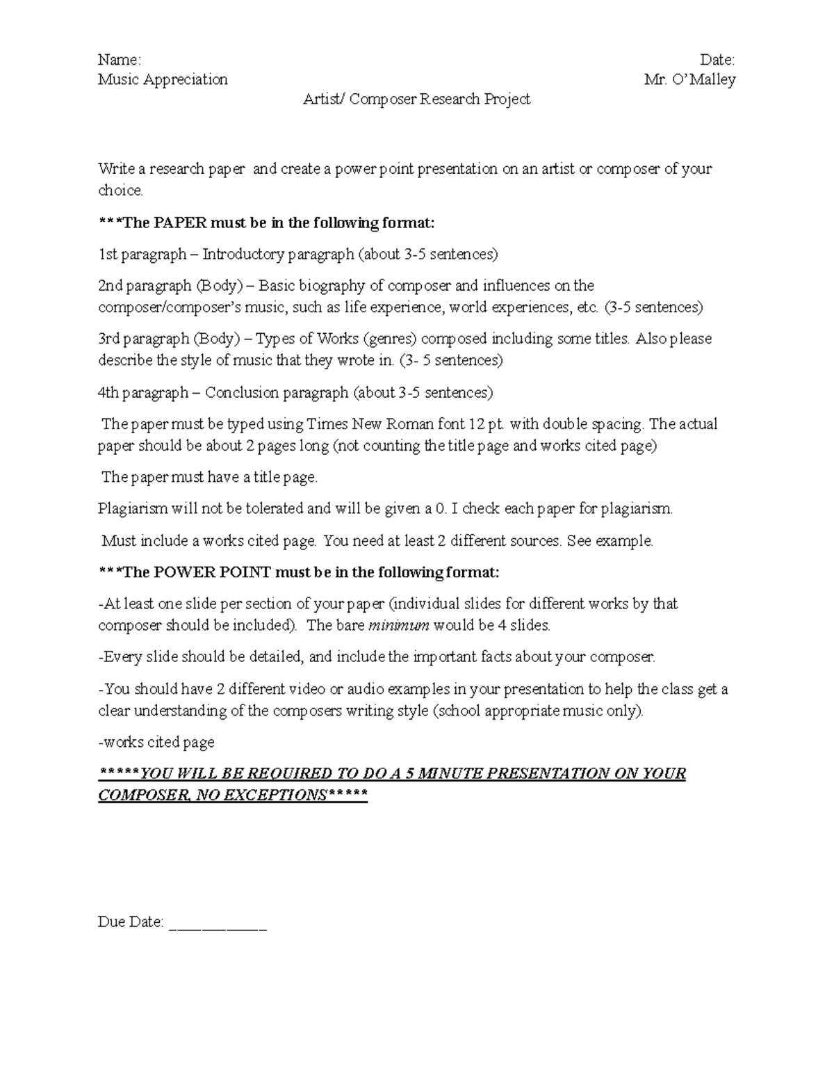 Music Composer Research Project: Artist Analysis & Presentation - Studocu