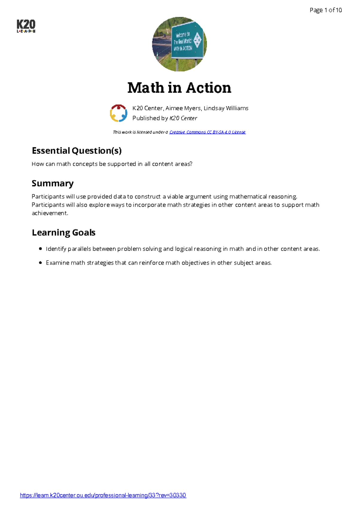 Math in Action: Strategies for Supporting Math in All Content Areas ...