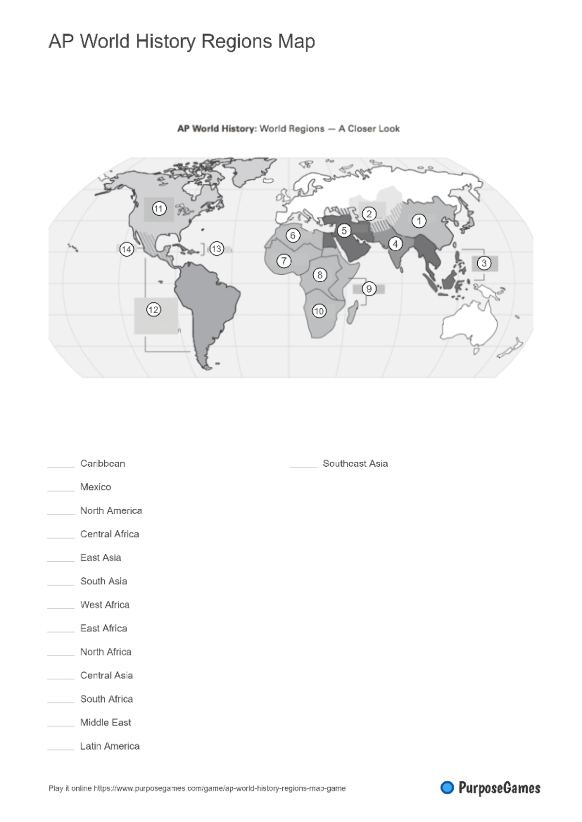 AP World History: Regions Map Worksheet & Overview - Studocu