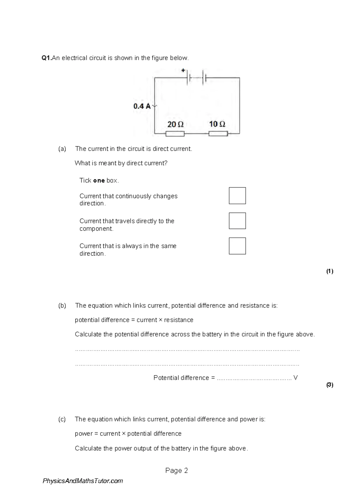 Current and Resistance in Electrical Circuits: 2 QP Notes - Studocu