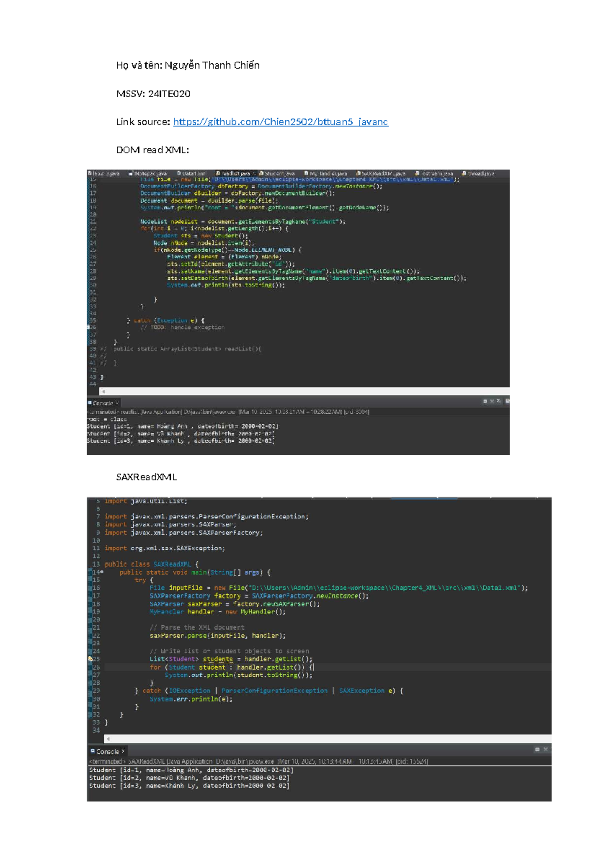 Bttuan 5 - java nâng cao - JavaFX - Họ và tên: Nguyễn Thanh Chiến MSSV: 24ITE Link source: - Studocu