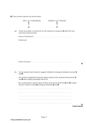 A2 Chemistry: Electrochemistry Booklet Answers and Notes - Studocu