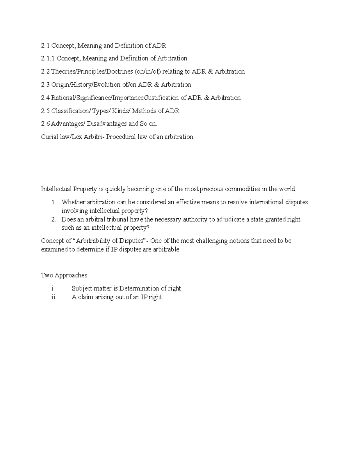 2.1 Understanding ADR and Arbitration in Intellectual Property Law ...