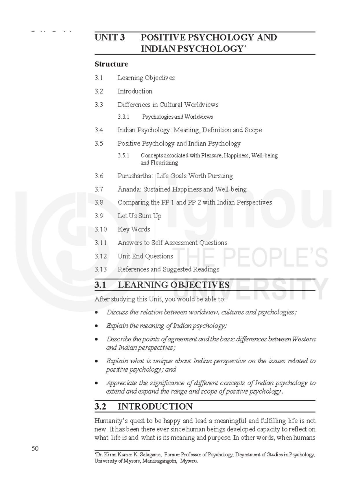 Positive Psychology and Indian Perspectives: Unit 3 Overview - Studocu