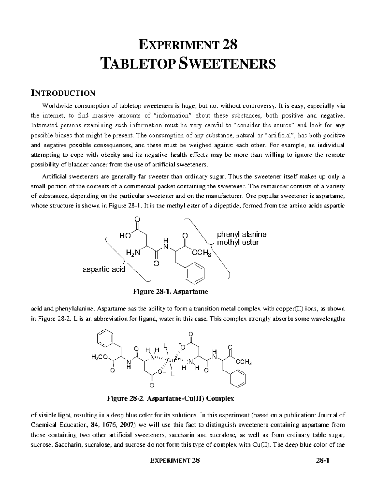 Uof C GL28 Lab - Experiment 28: Analyzing Tabletop Sweeteners - Studocu
