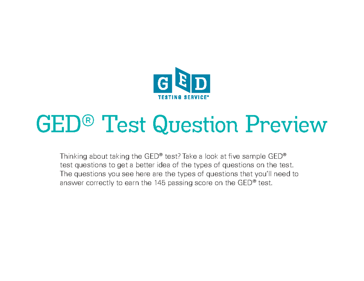 GED Test Question Preview: Sample Questions & Answer Explanations - Studocu