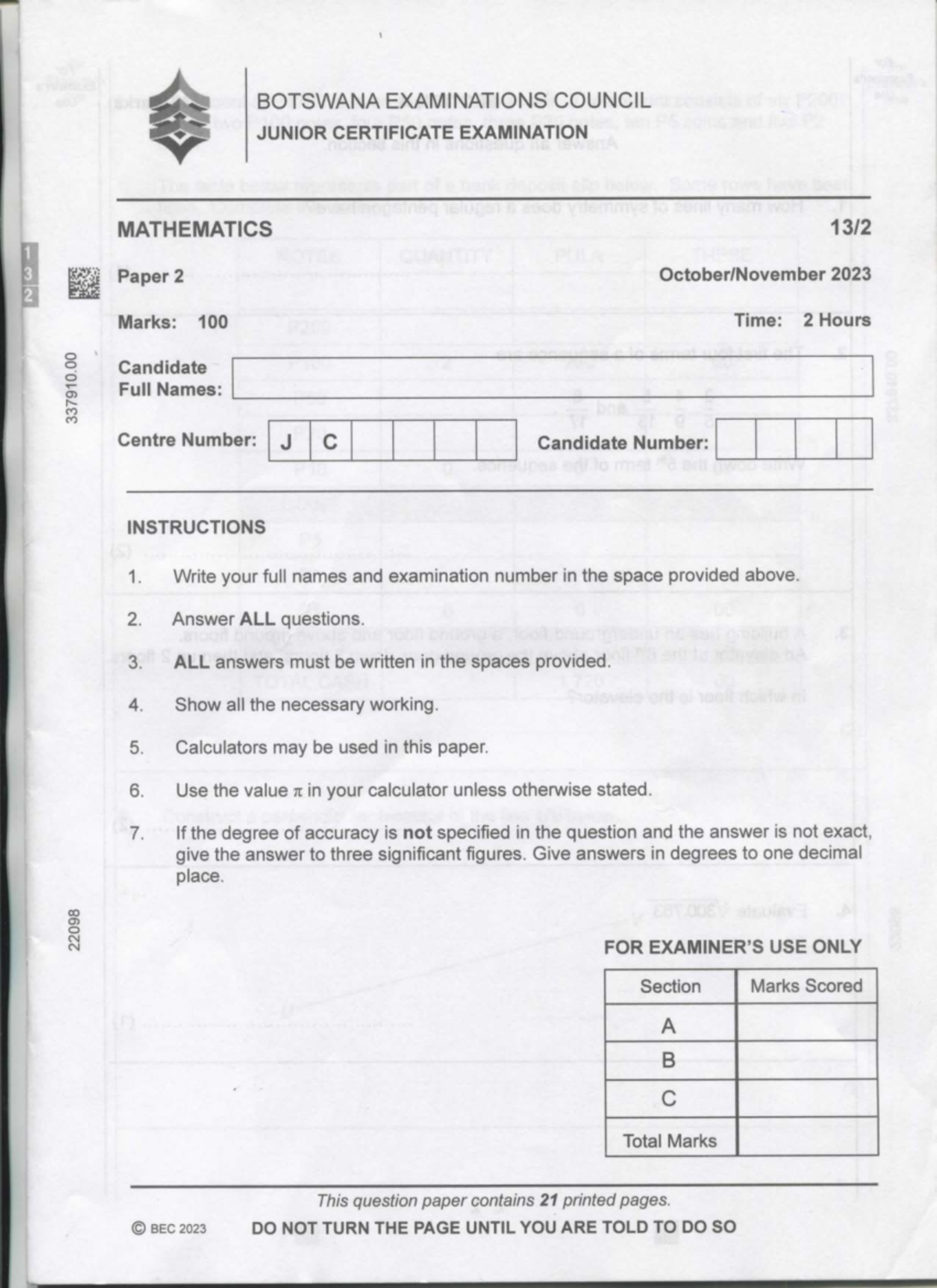 2023 JC Mathematics Paper 2 Revision Notes - Studocu