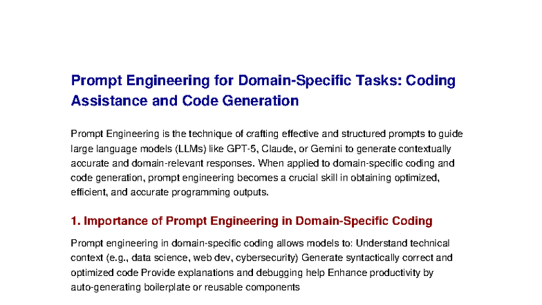 Prompt Engineering for Coding Tasks: Techniques & Examples - Studocu