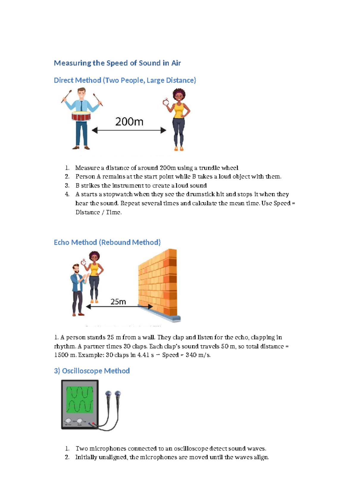 Measuring the Speed of Sound in Air: Direct & Echo Methods - Studocu