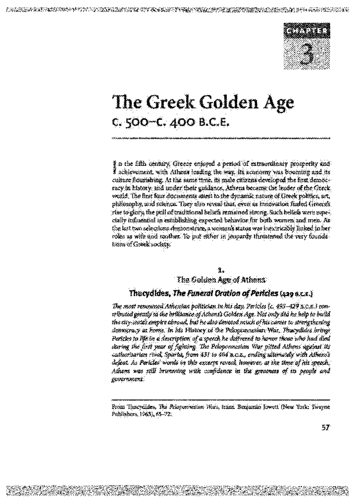 CHAPTER 3: The Greek Golden Age (c. 400 B.C.E.) - Key Concepts ...