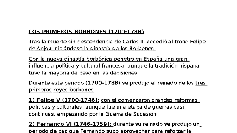 LOS PRIMEROS BORBONES Y LA GUERRA DE SUCESIÓN EN ESPAÑA - Studocu