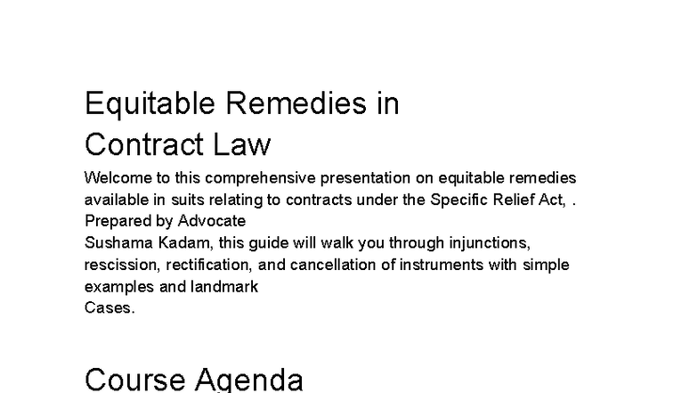 Equitable Remedies in Contract Law: A Comprehensive Guide - Studocu