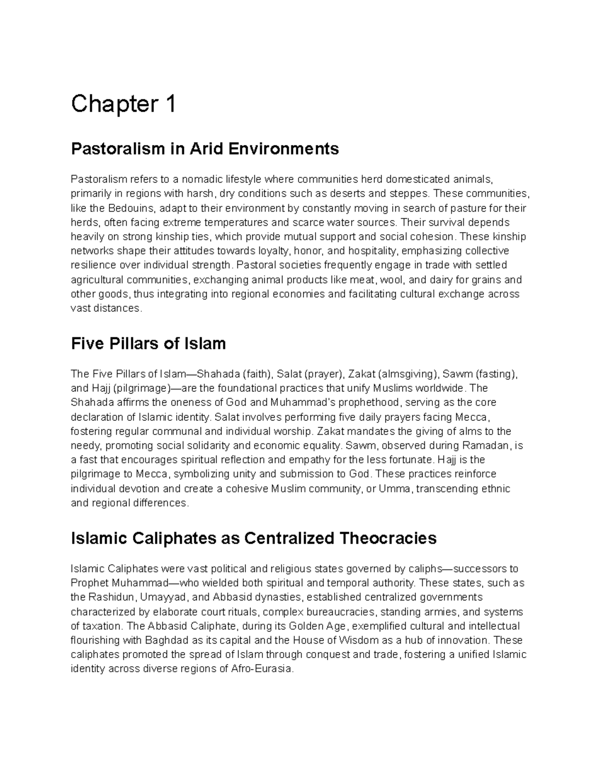 AP World History: Chapter 1 Study Notes on Pastoralism & Islam - Studocu
