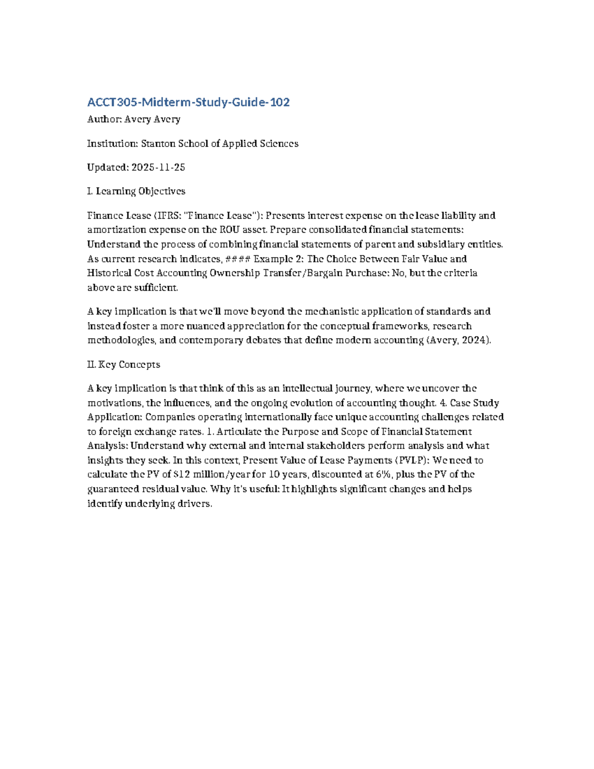 ACCT305 Midterm Study Guide: Key Concepts & Case Studies in Accounting ...