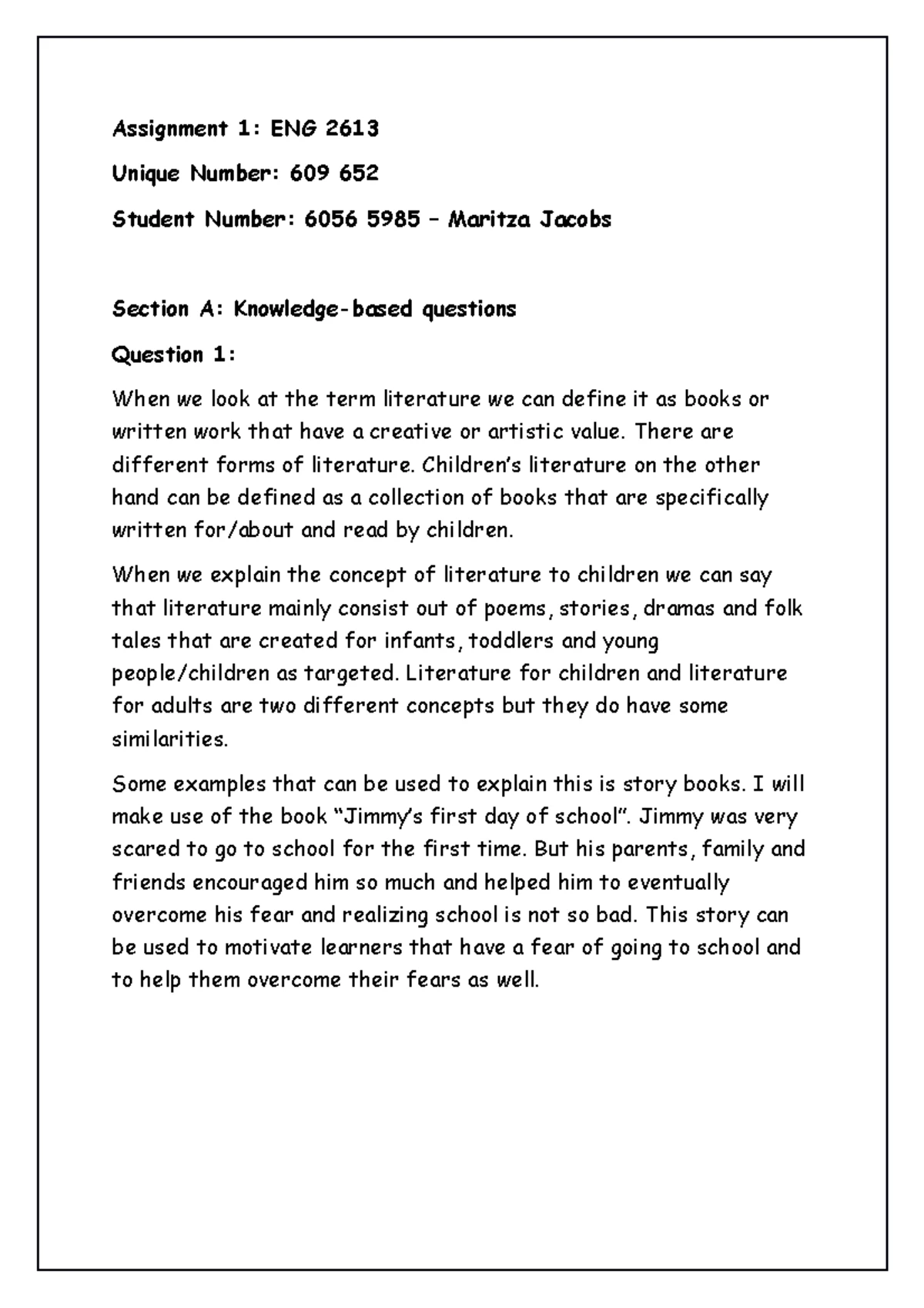 ENG2613 2025: Assignment 01 Memo on Fiction Analysis - Studocu