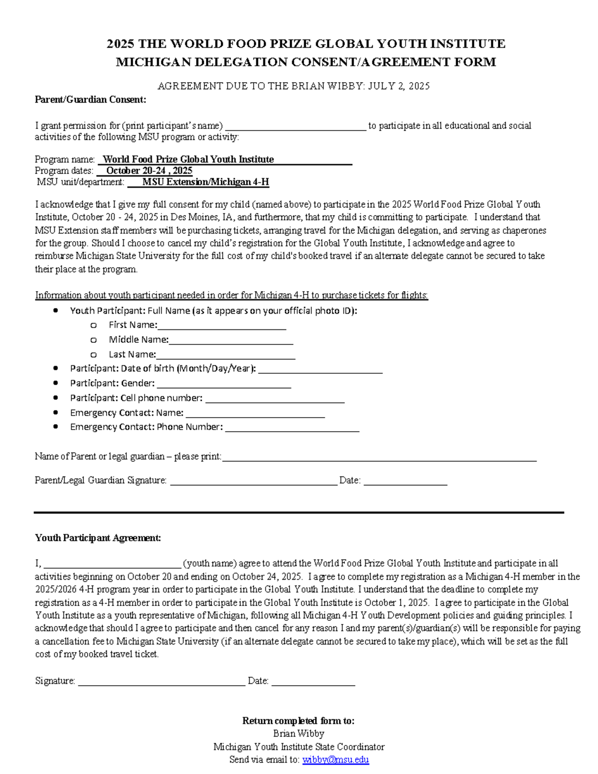2025 MSU World Food Prize Global Youth Institute Consent Form - Studocu