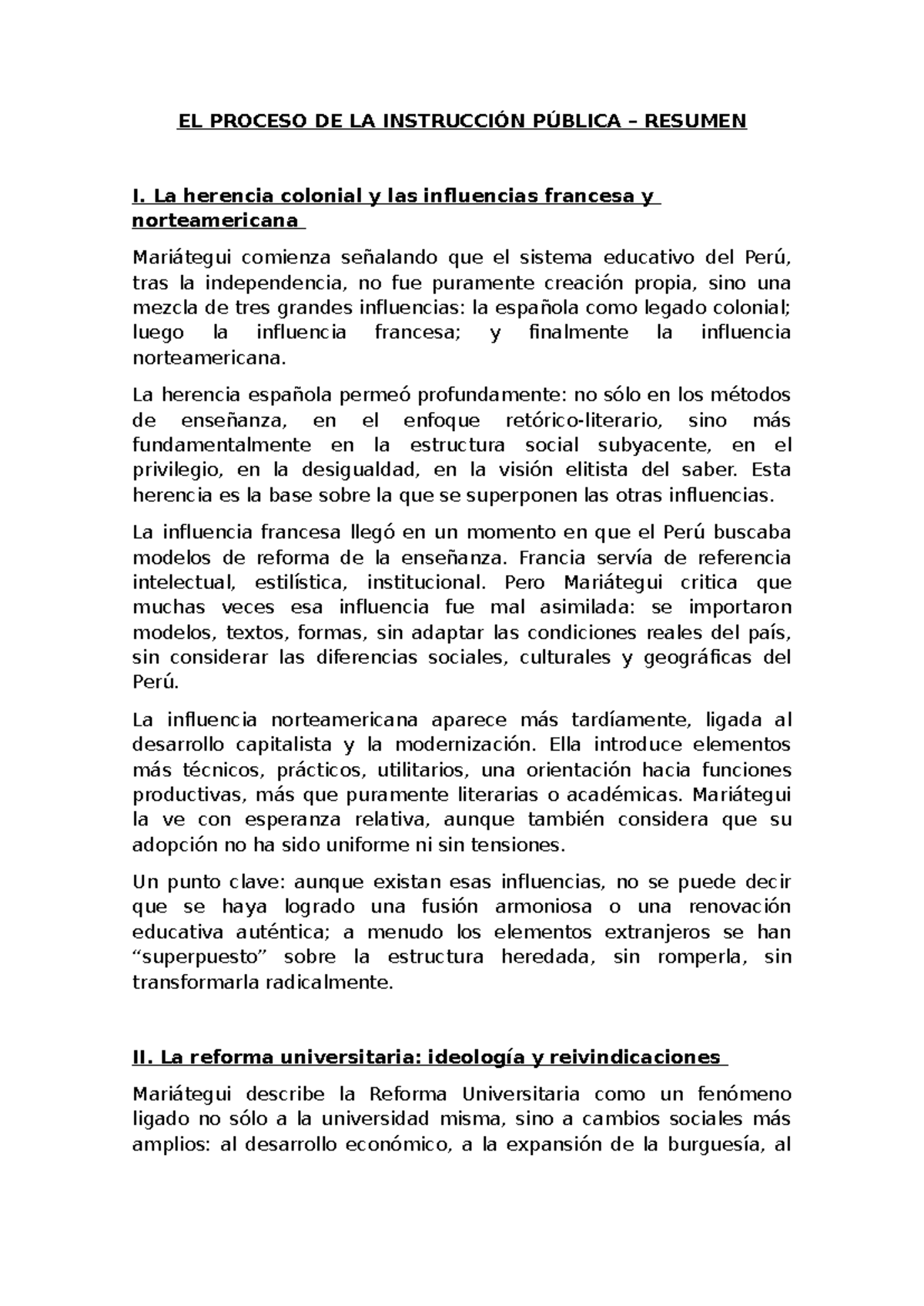 EL PROCESO DE LA INSTRUCCIÓN PÚBLICA: RESUMEN Y ANÁLISIS - Studocu