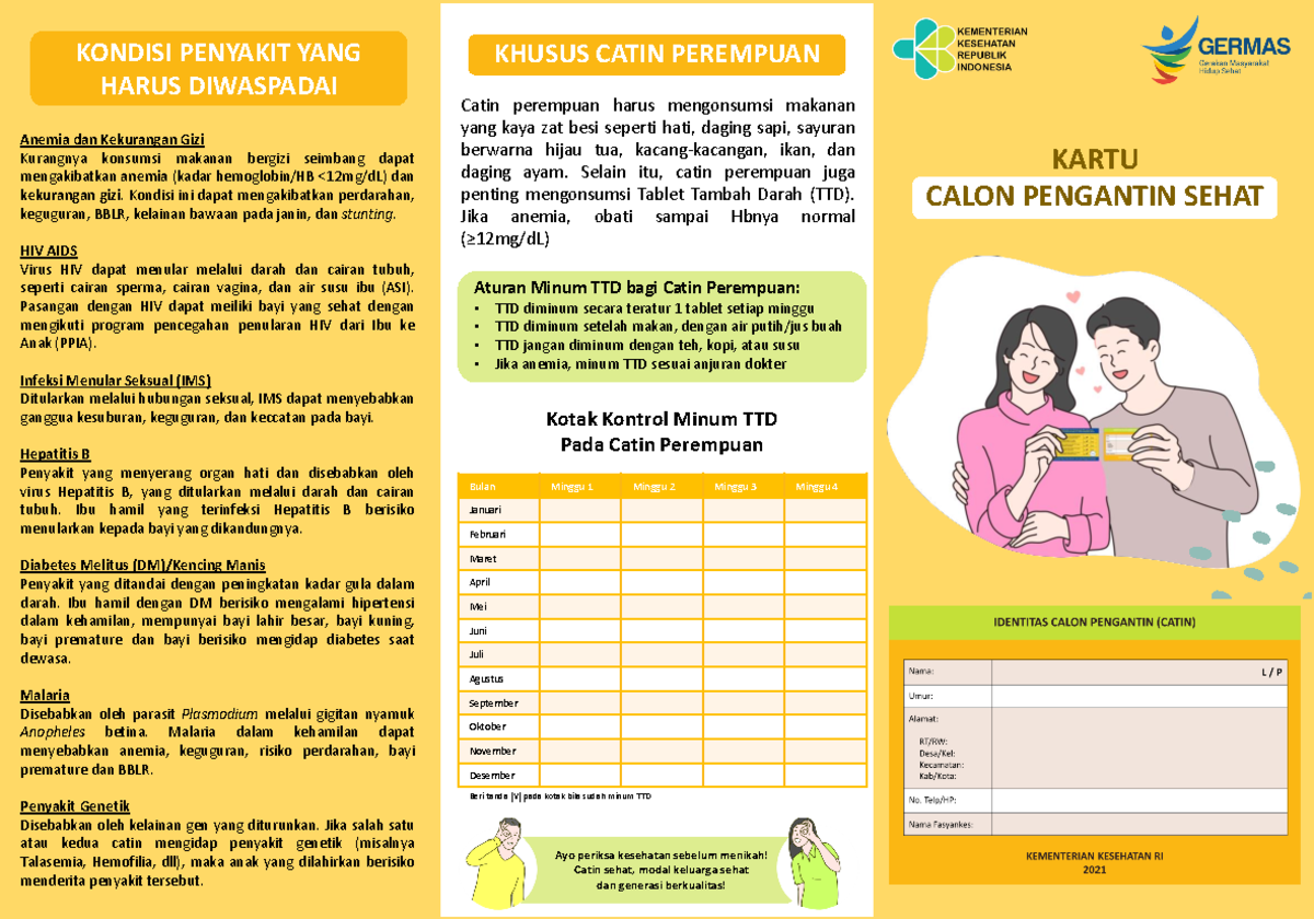 Kartu Catin Sehat: Panduan Nutrisi dan Kesehatan untuk Catin Perempuan ...