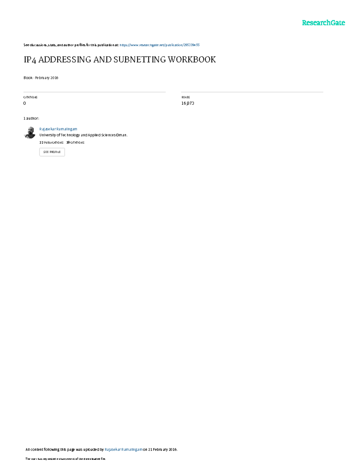 Ip Addressing And Subnetting Workbook 2016 See Discussions Stats