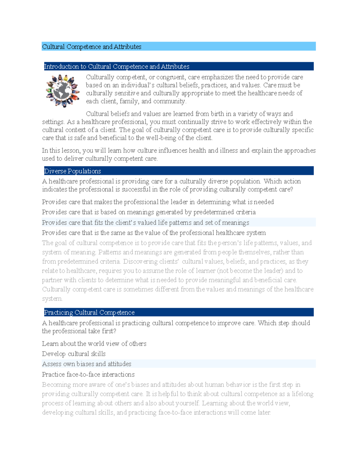 Cultural Competence in Healthcare: Strategies and Learning Objectives ...
