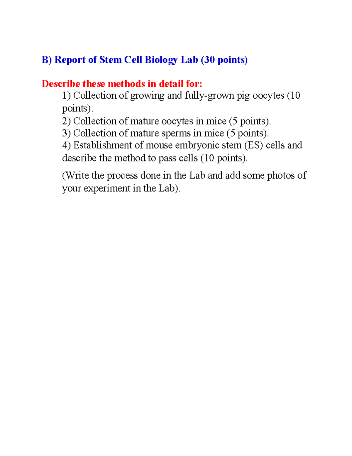 Final question report - Stem Cell Technology - B) Report of Stem Cell ...