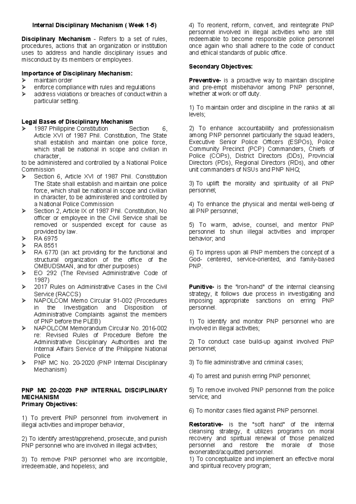 IDM-2: Internal Disciplinary Mechanism Overview and Procedures - Studocu