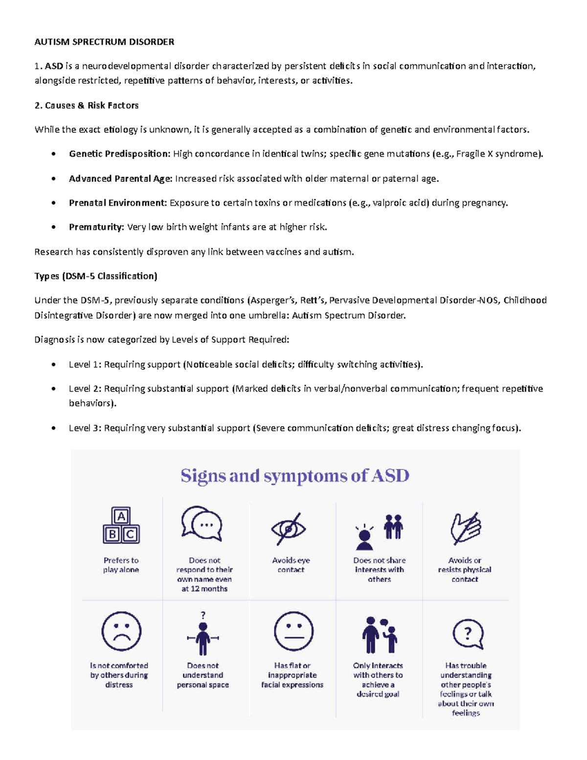 AUTISM SPECTRUM DISORDER: Overview & Nursing Interventions - Studocu