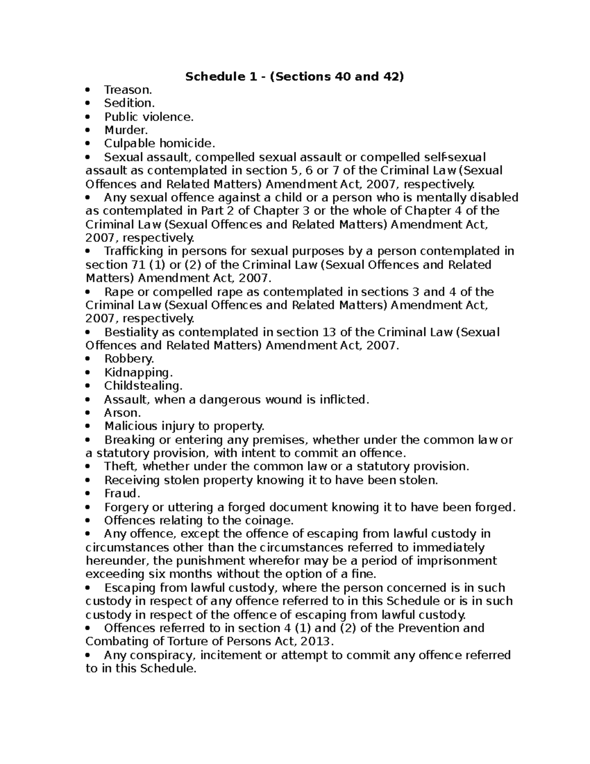 CPA Schedules for Bail Applications - Criminal Law Overview - Studocu