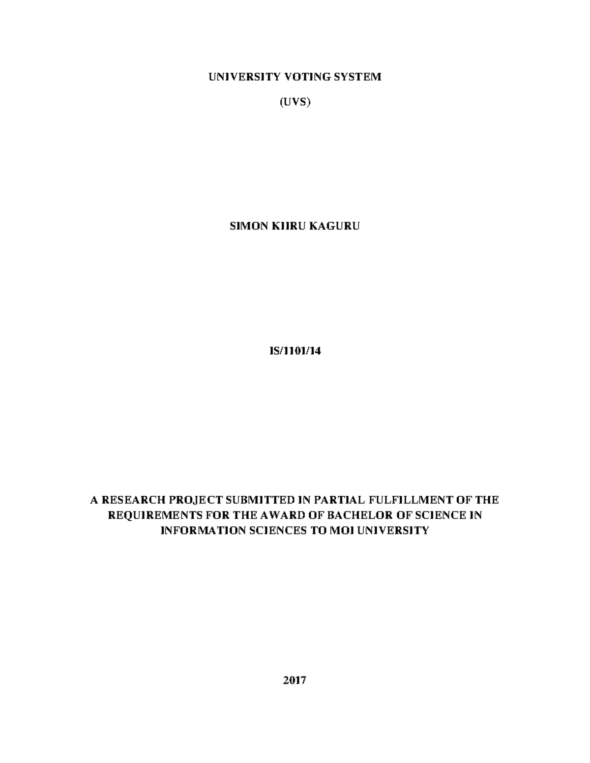 Design & Implementation of UVS (IS/1101): A Web-Based Voting System ...