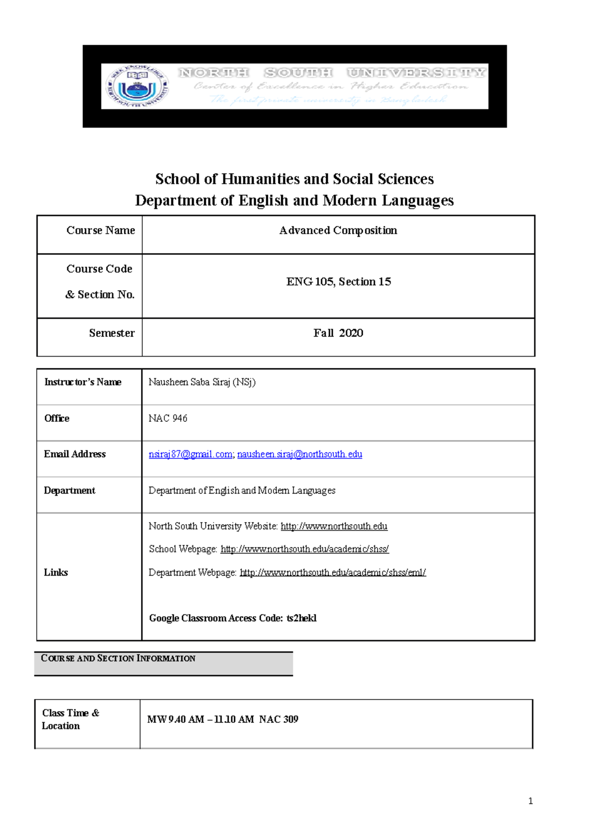 ENG105 - Advanced Composition Course Outline and Requirements - Studocu