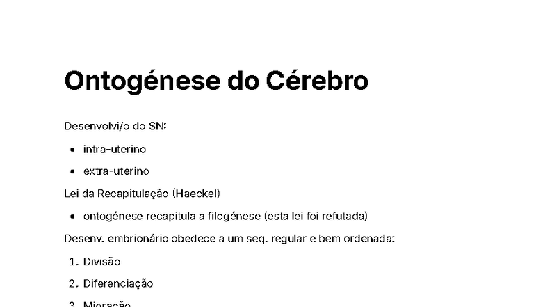 Ontogénese do Cérebro: Lei da Recapitulação e Desenvolvimento ...