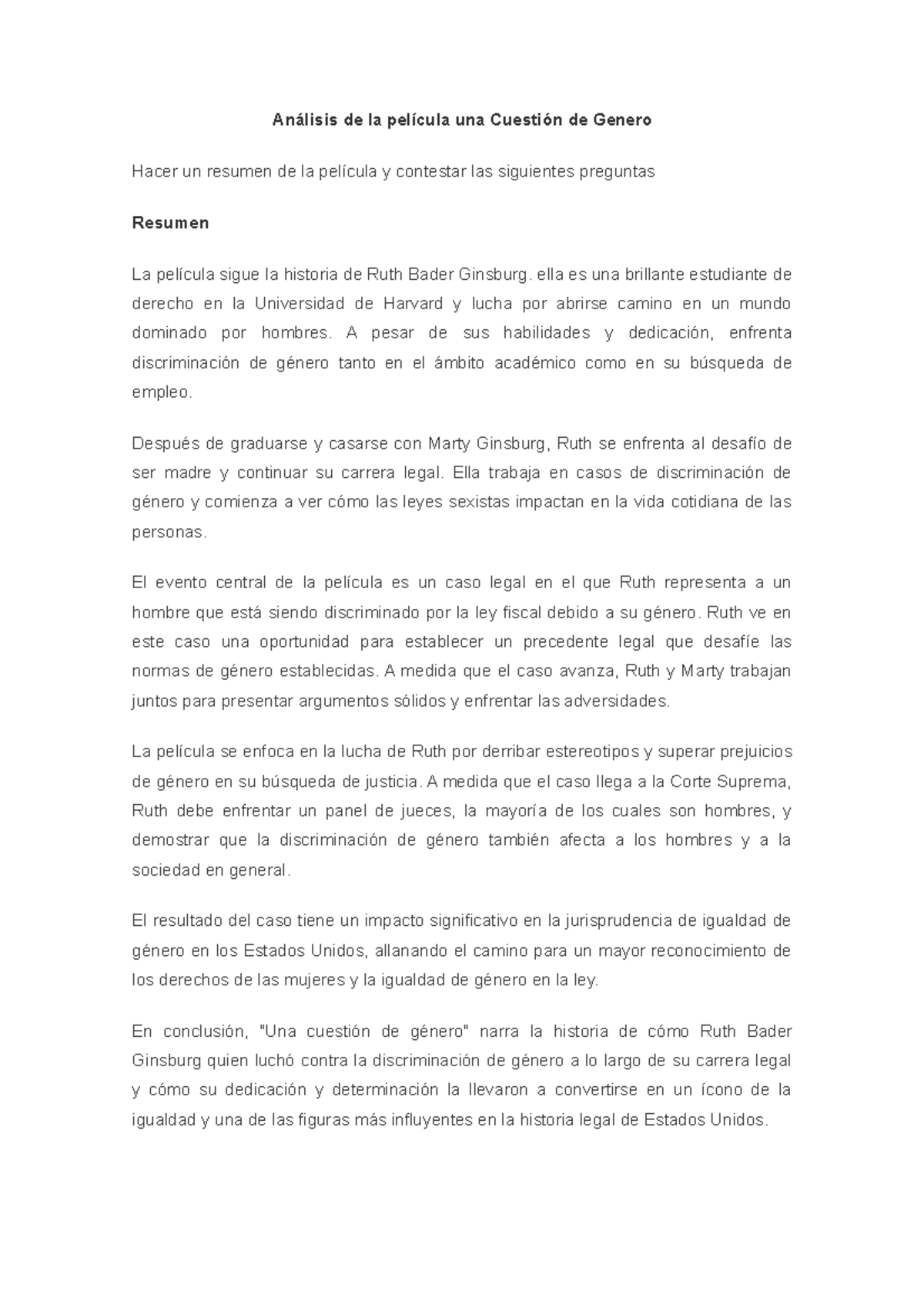 Análisis de la película "Una Cuestión de Género" y sus temas clave ...