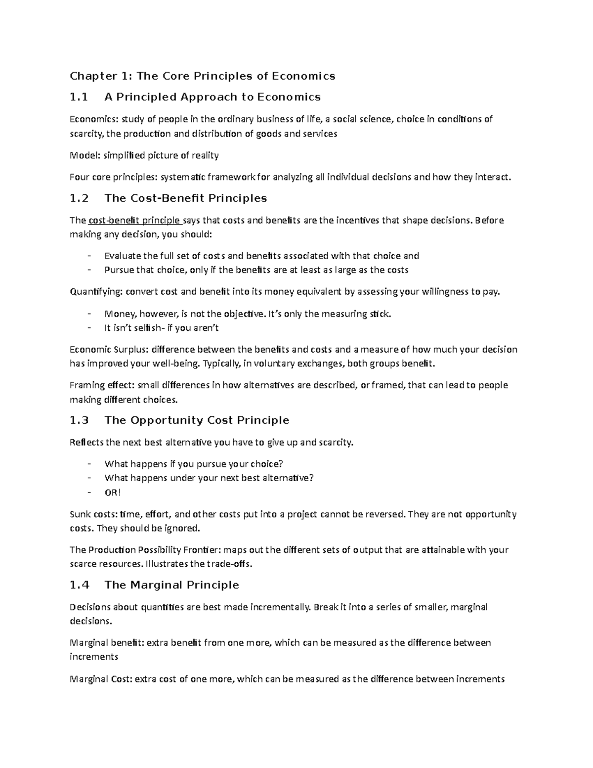 Chapter 1 The Core Principles of Economics - Chapter 1: The Core ...