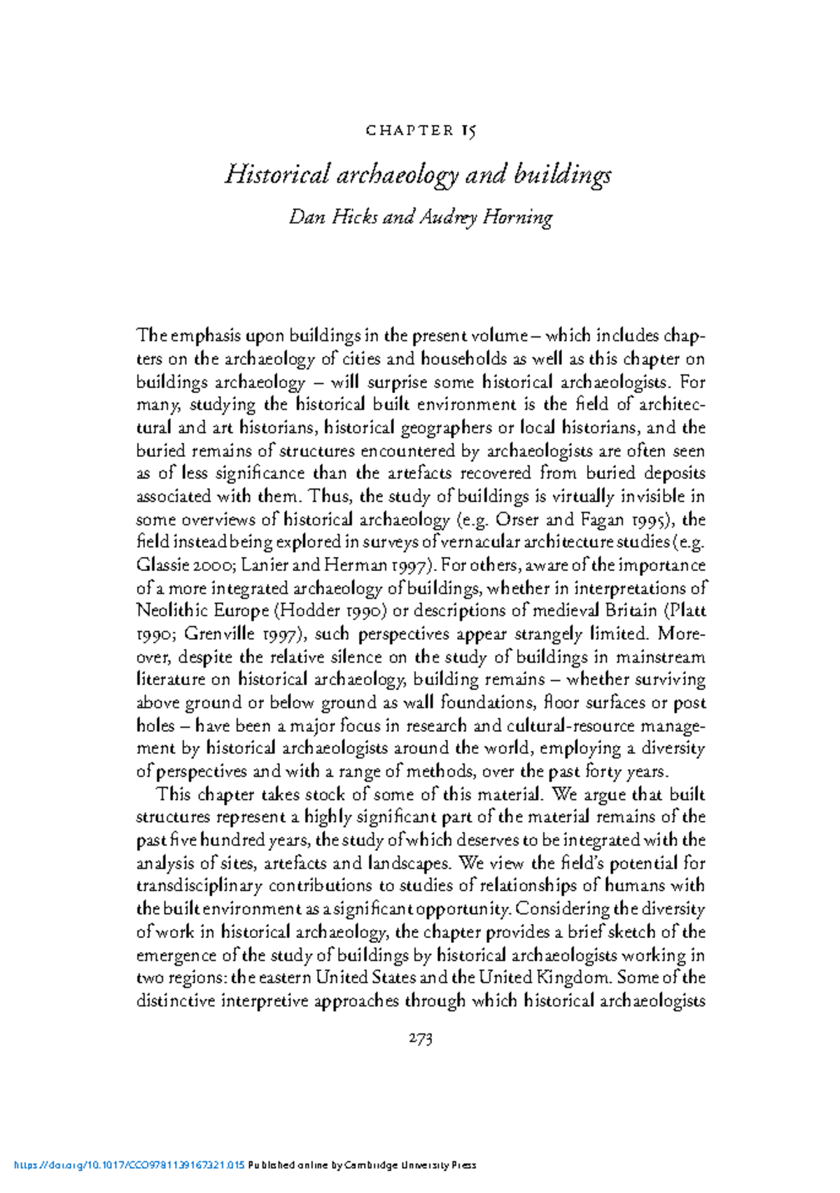 Historical Archaeology and Buildings: Insights from the UK and US - Studocu