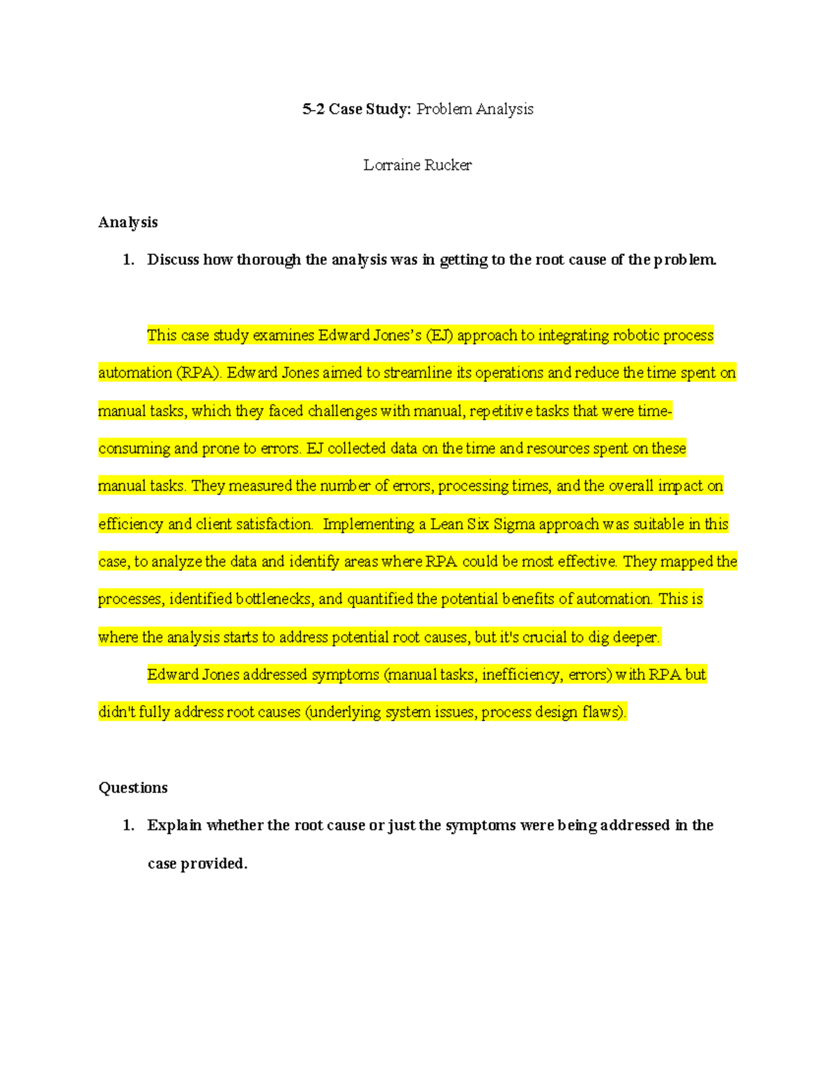 5-2 Case Study: RPA Implementation Analysis at Edward Jones - Studocu