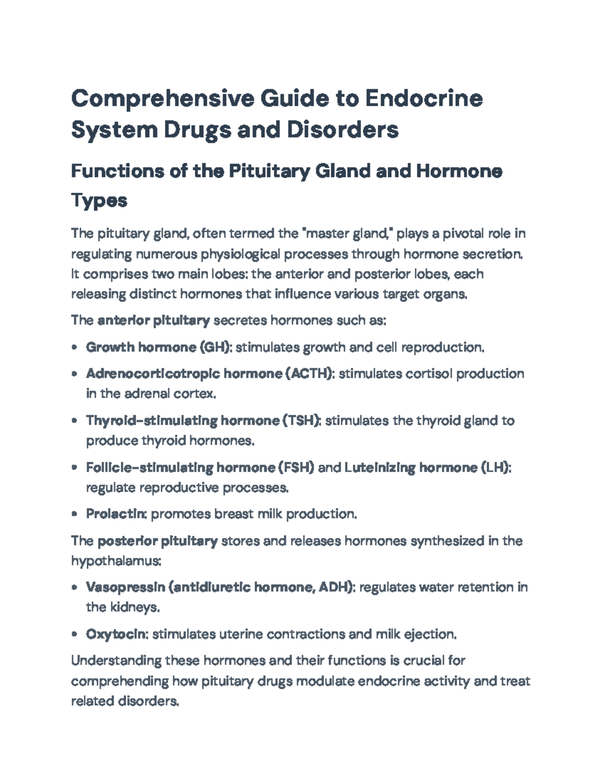 Comprehensive Guide to Endocrine Drugs & Disorders (PHAR 301) - Studocu