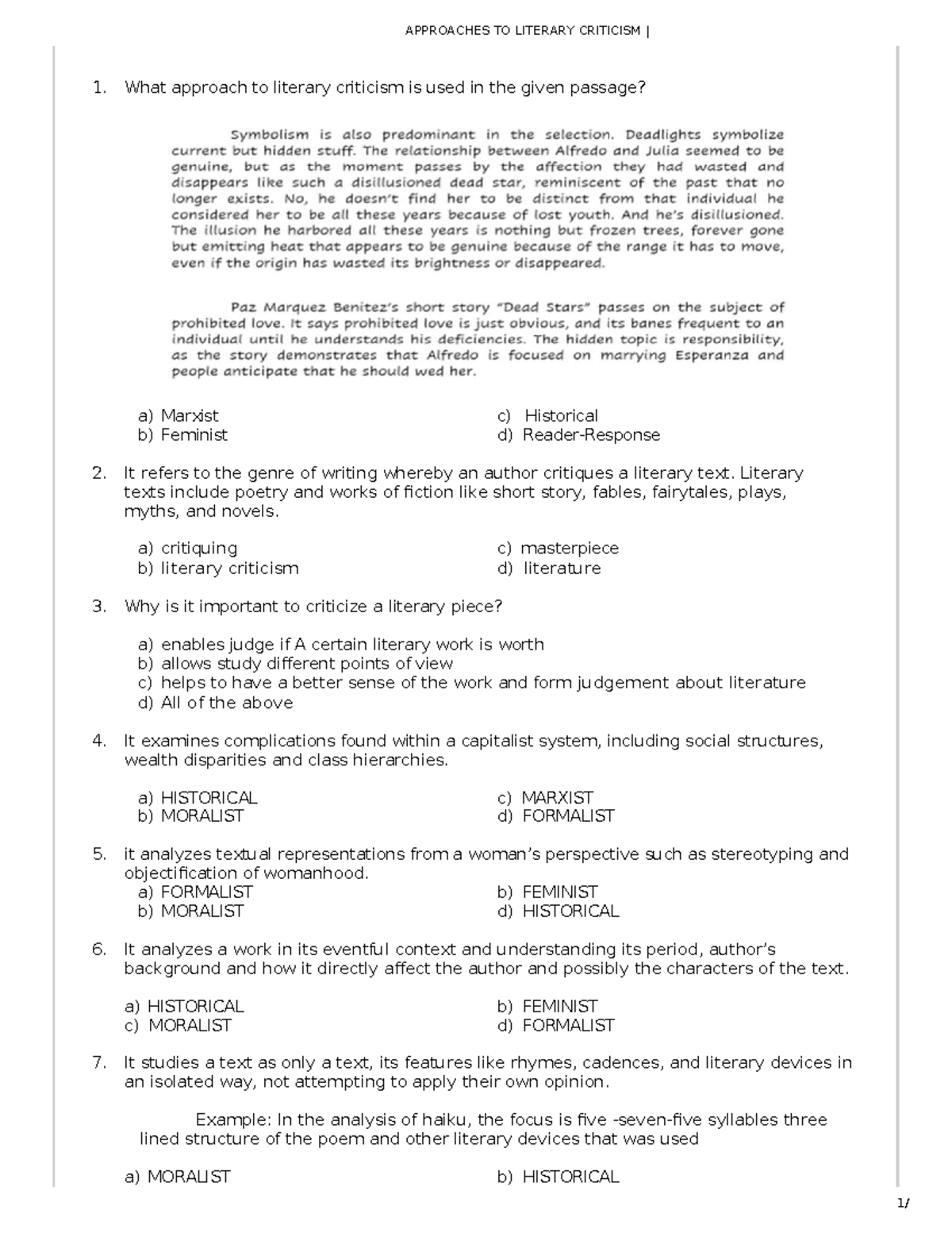 Approaches TO Literary Criticism - APPROACHES TO LITERARY CRITICISM ...