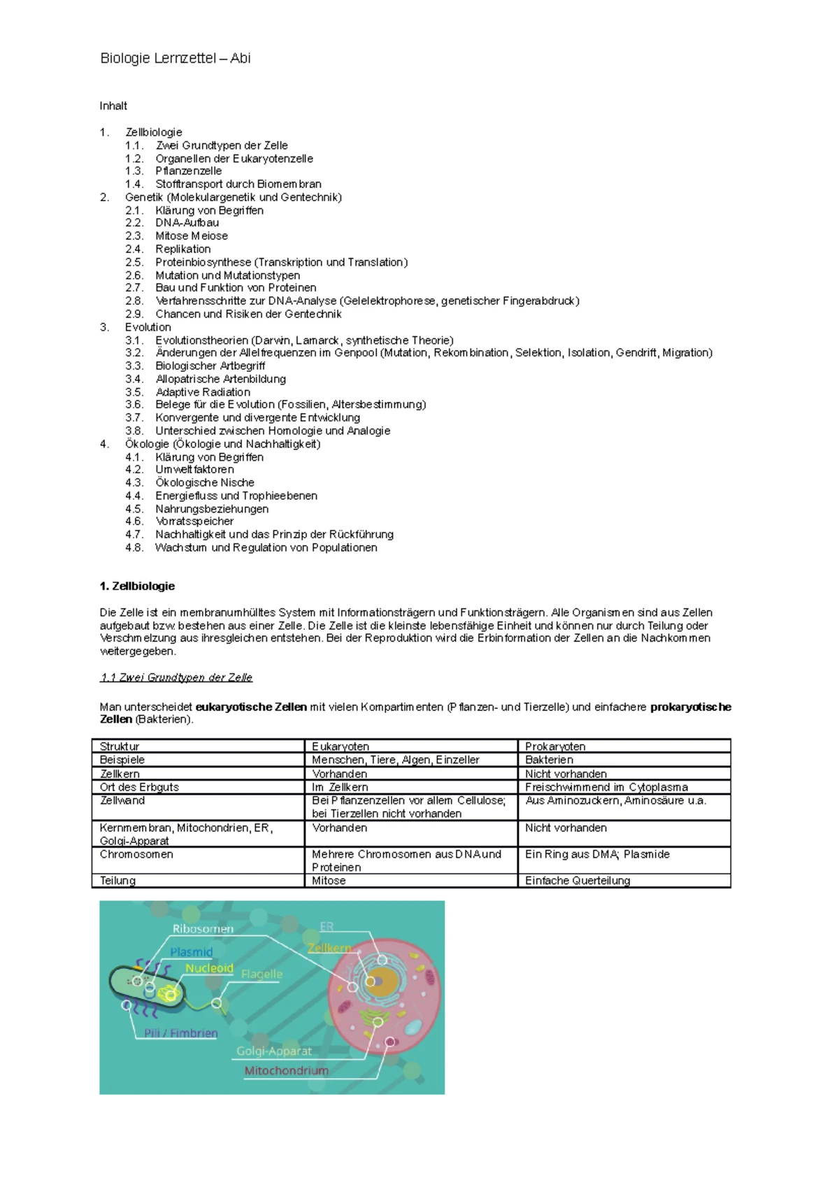 Biologie Zusammenfassung ABI Genetik - Genetik **Grundbegriffe ...