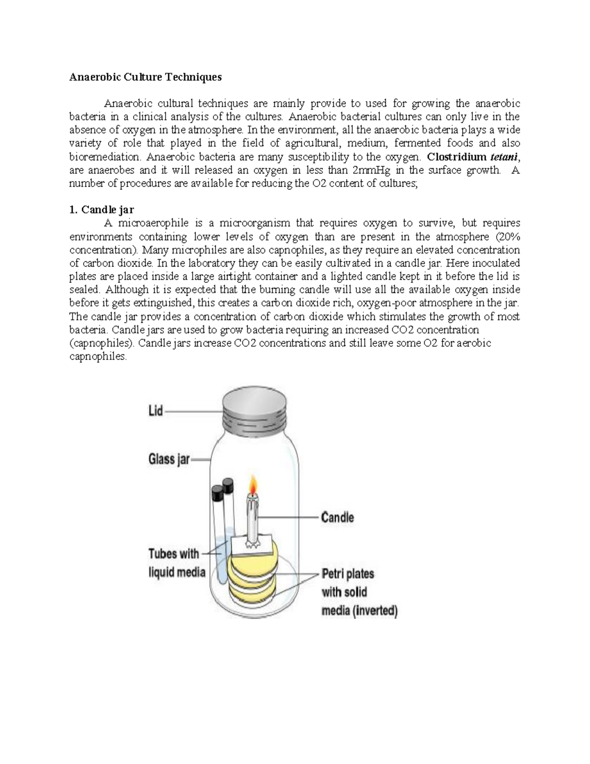 Anaerobic Culture Techniques - Anaerobic Culture Techniques Anaerobic ...