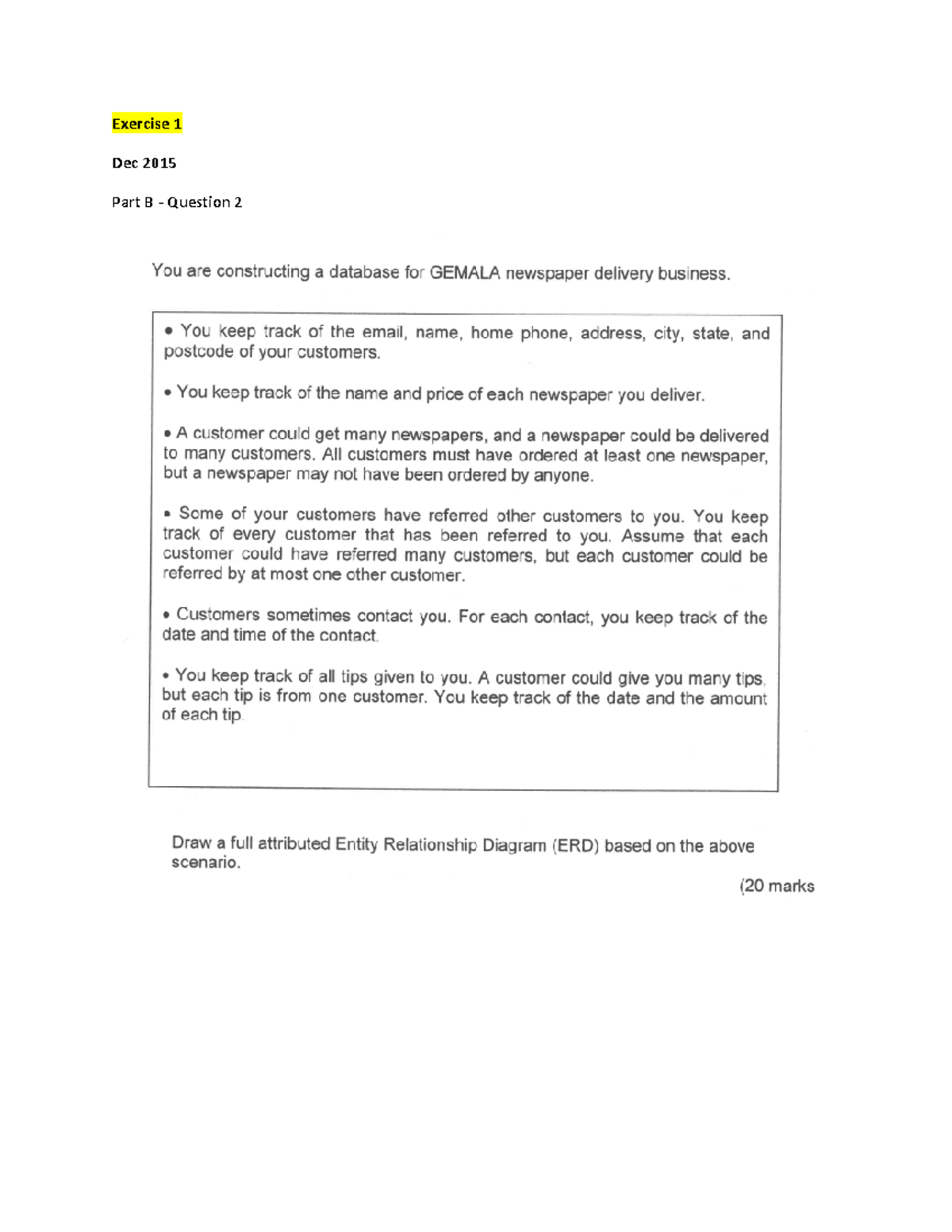 Chapter 4 ERD Exercise - The Cenderawasih National Zoological Park is a zoo housing over 2,000 ...